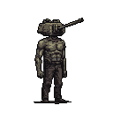 man with tank head brutalist style full body character sprite - Pixel ...