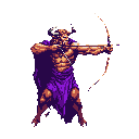minotaur archer in purple robes - Pixel Art | generated with AI by sandacz