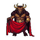 minotaur holding red cape - Pixel Art | generated with AI and edited by ...