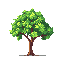 oak large sturdy tree with a broad canopy and lobed leaves produces acorns - Pixel Art ...