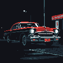 old school car in noir style - Pixel Art | generated with AI by sandacz