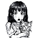 portrait of girl with angry cat - Pixel Art | generated with AI by sandacz