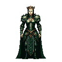 queen in green armor with scales full body - Pixel Art | generated with AI and edited by pixie.haus