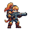red haired character with big gun - Pixel Art | generated with AI and ...