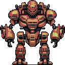 shiny orange big mech - Pixel Art | generated with AI and edited by sandacz