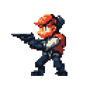 side view game character with gun 2 - Pixel Art | generated with AI and ...