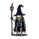 skeleton nightmare wizard - Pixel Art | generated with AI and edited by sandacz