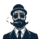 Smoking cigarette man fedora mustache - Pixel Art | generated with AI ...