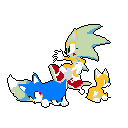 SONIC THE YELLOW HEDGEHOG HITTING MARIO BROS, AND YOSHI AND TAILS THE ...