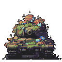 tank overgrown by flowers - Pixel Art | generated with AI by sandacz