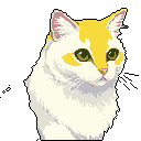 white furry yellow head green eyed cat - Pixel Art | generated with AI ...